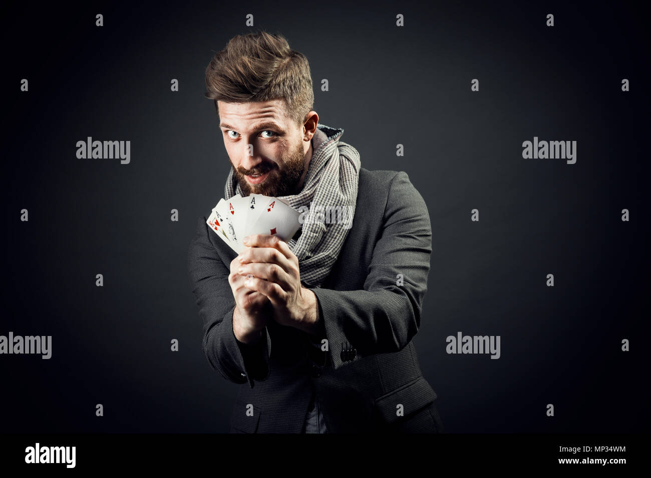 Black and white man playing cards hi-res stock photography and images ...