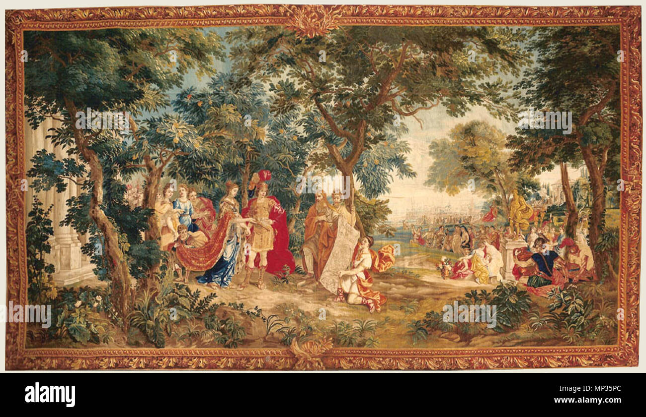 English: Dido showing Aeneas the map of Carthago circa 1700. 816 ...