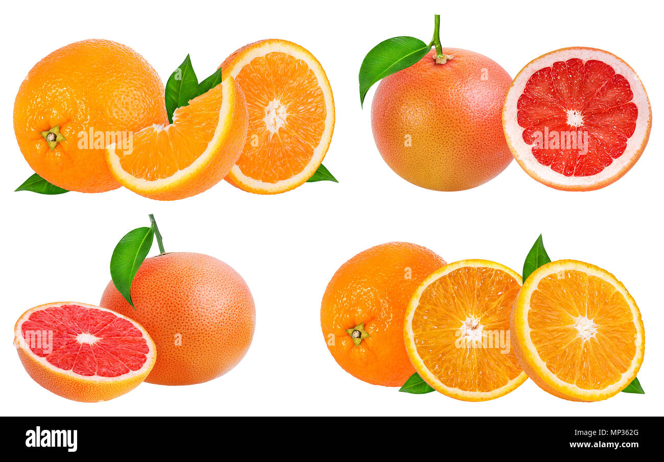 Ripe orange and grapefruit isolated on white background Stock Photo - Alamy
