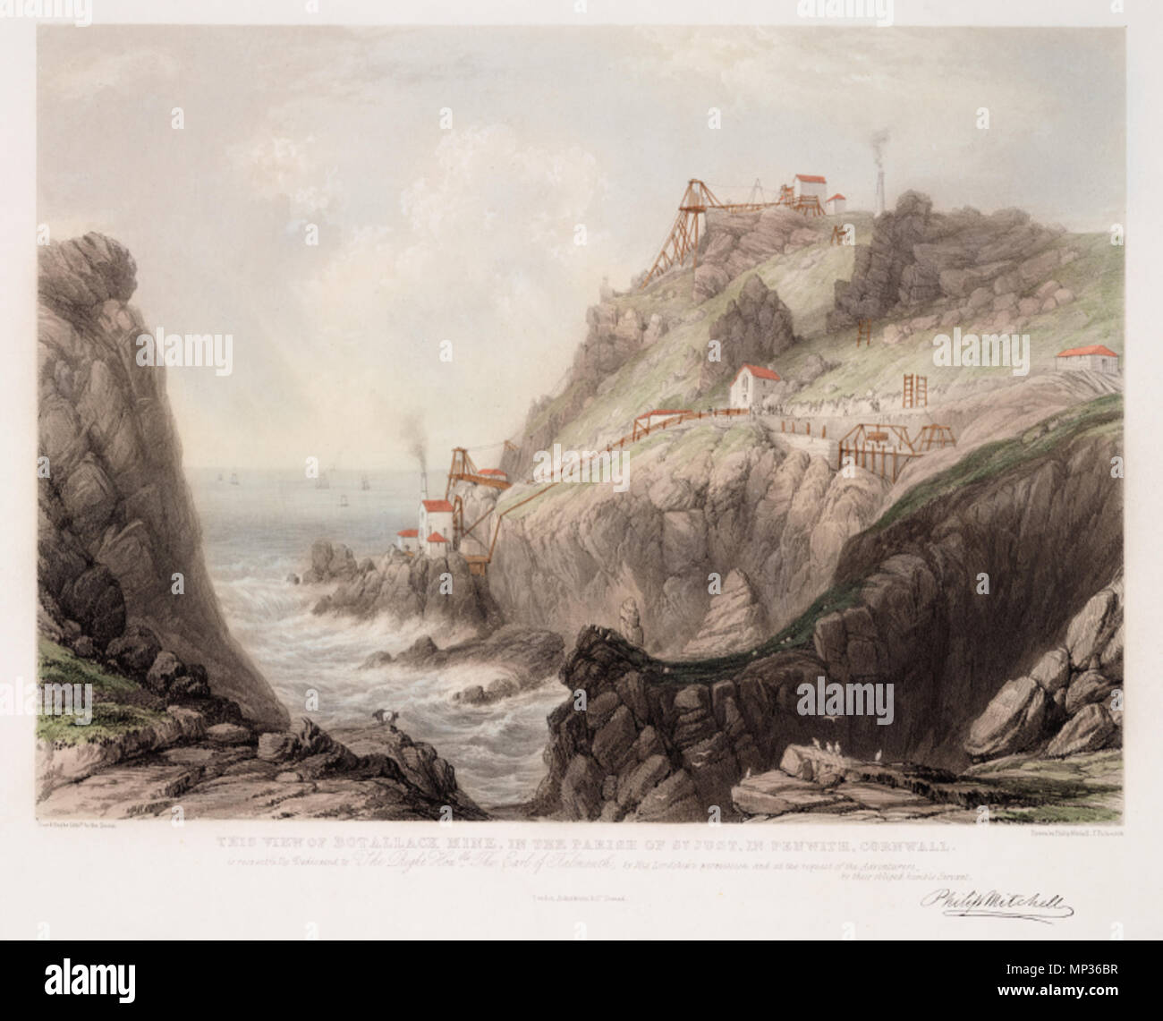 This view of Botallack Mine, in the parish of St. Just, in Penwith ...