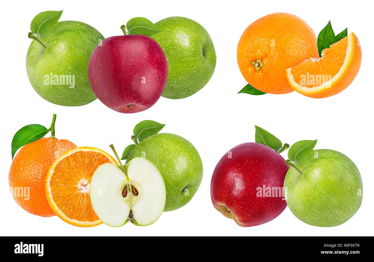 apple and orange isolated on white background Stock Photo - Alamy