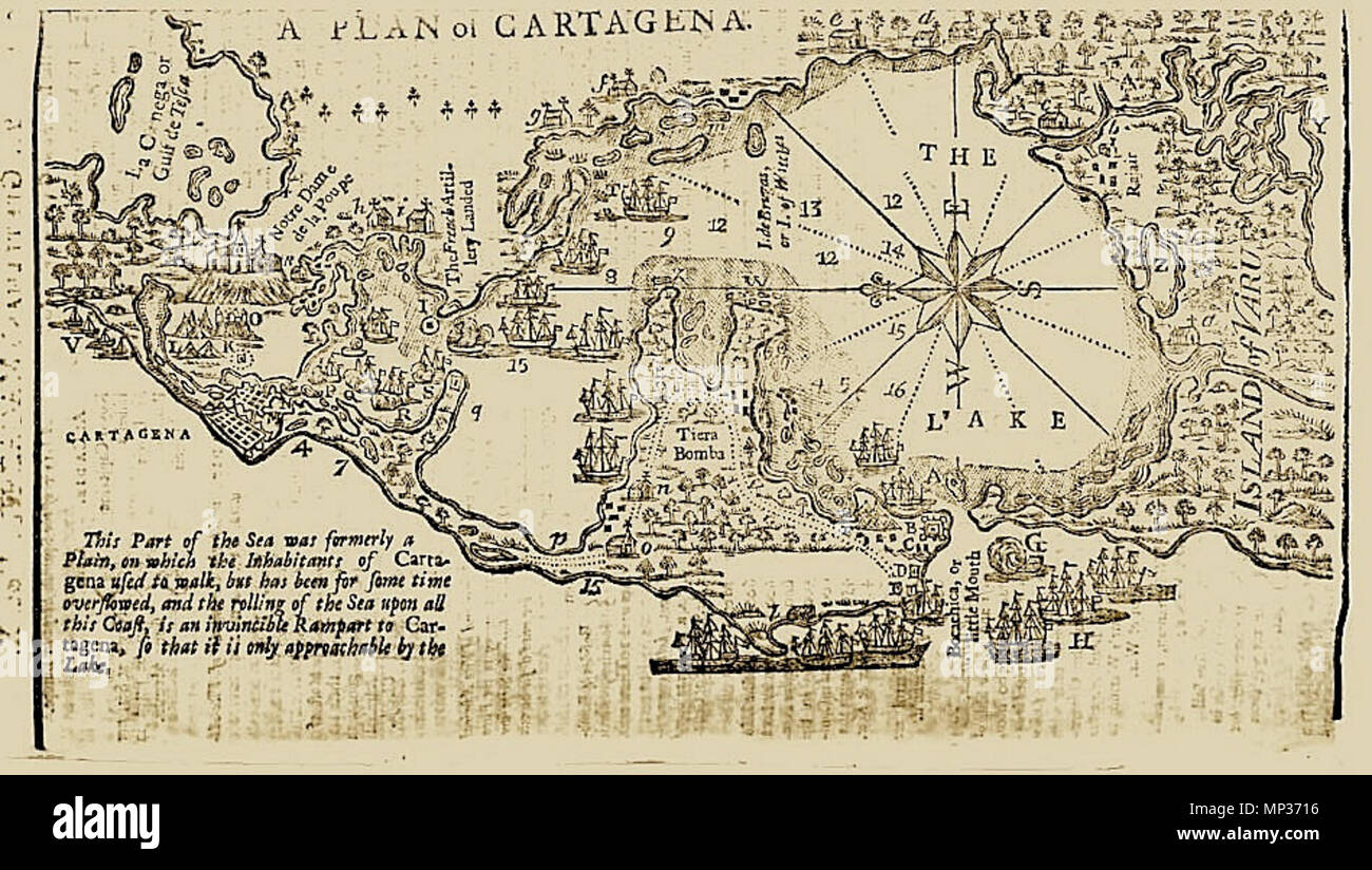 . Map of Carthagena . 1740. Unknown 851 Map of Cartagena2 Stock Photo ...