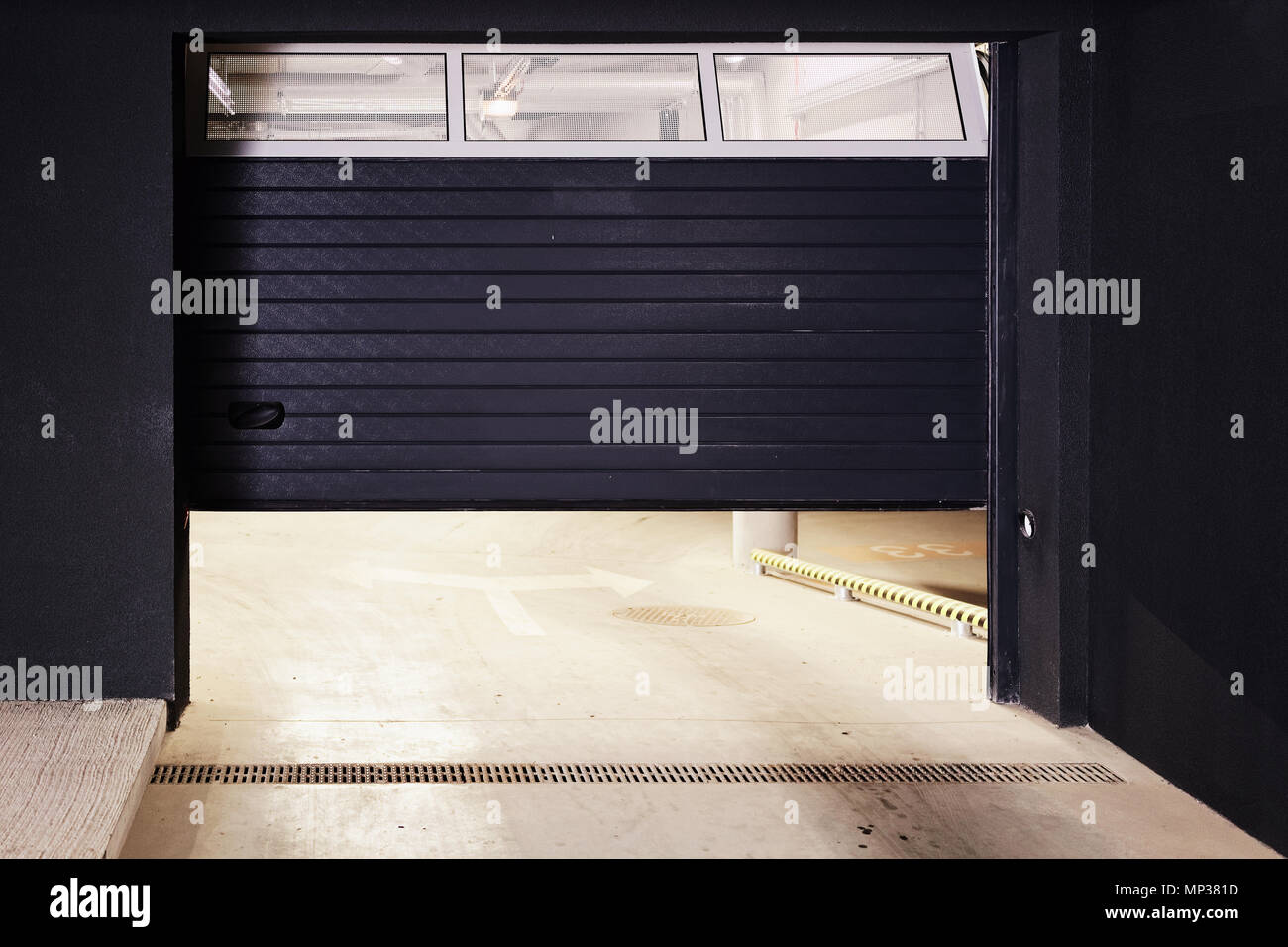 Architecture of a modern European garage of residential apartment ...