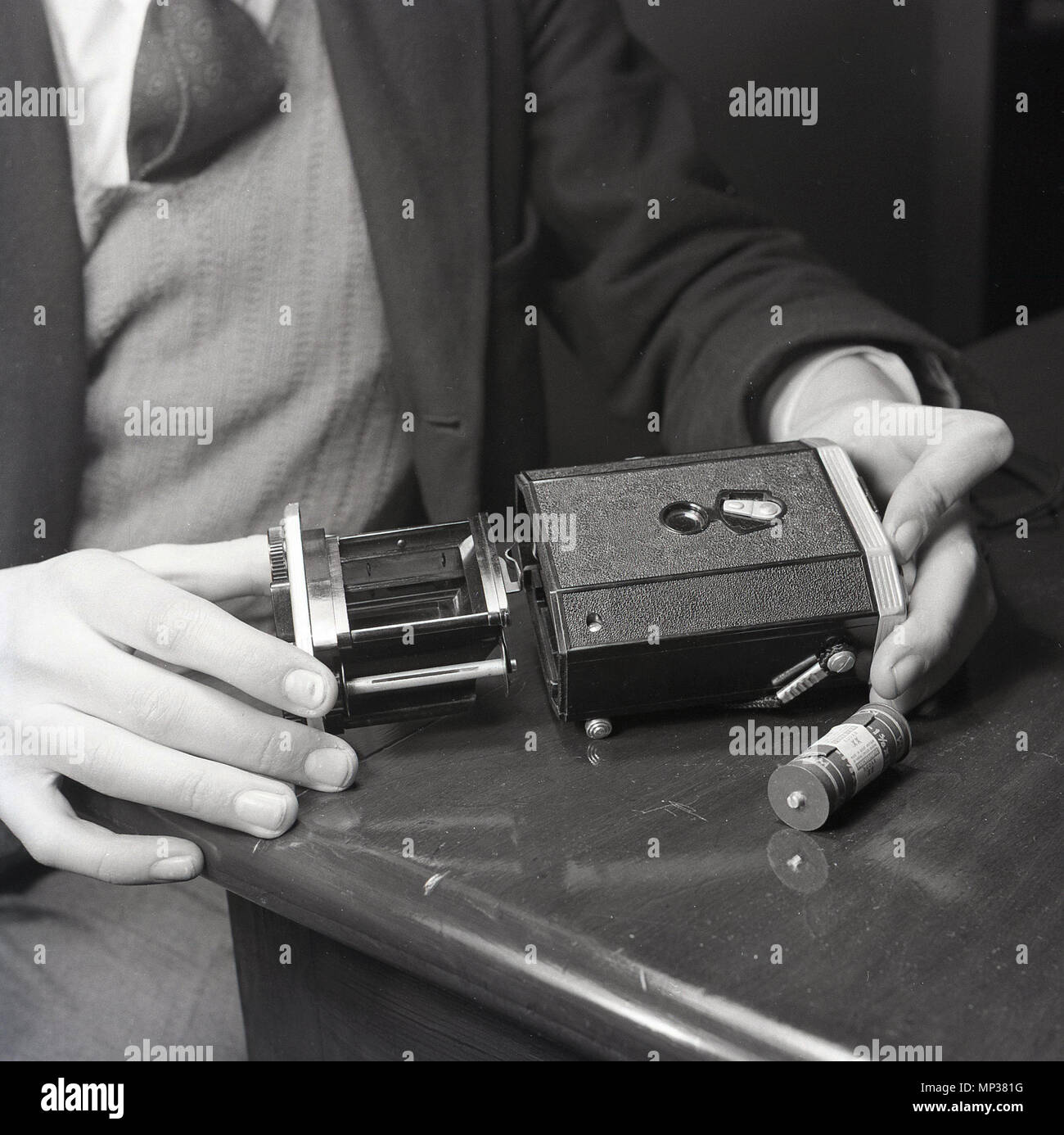 Black and white camera film spool 1960 hi-res stock photography and ...