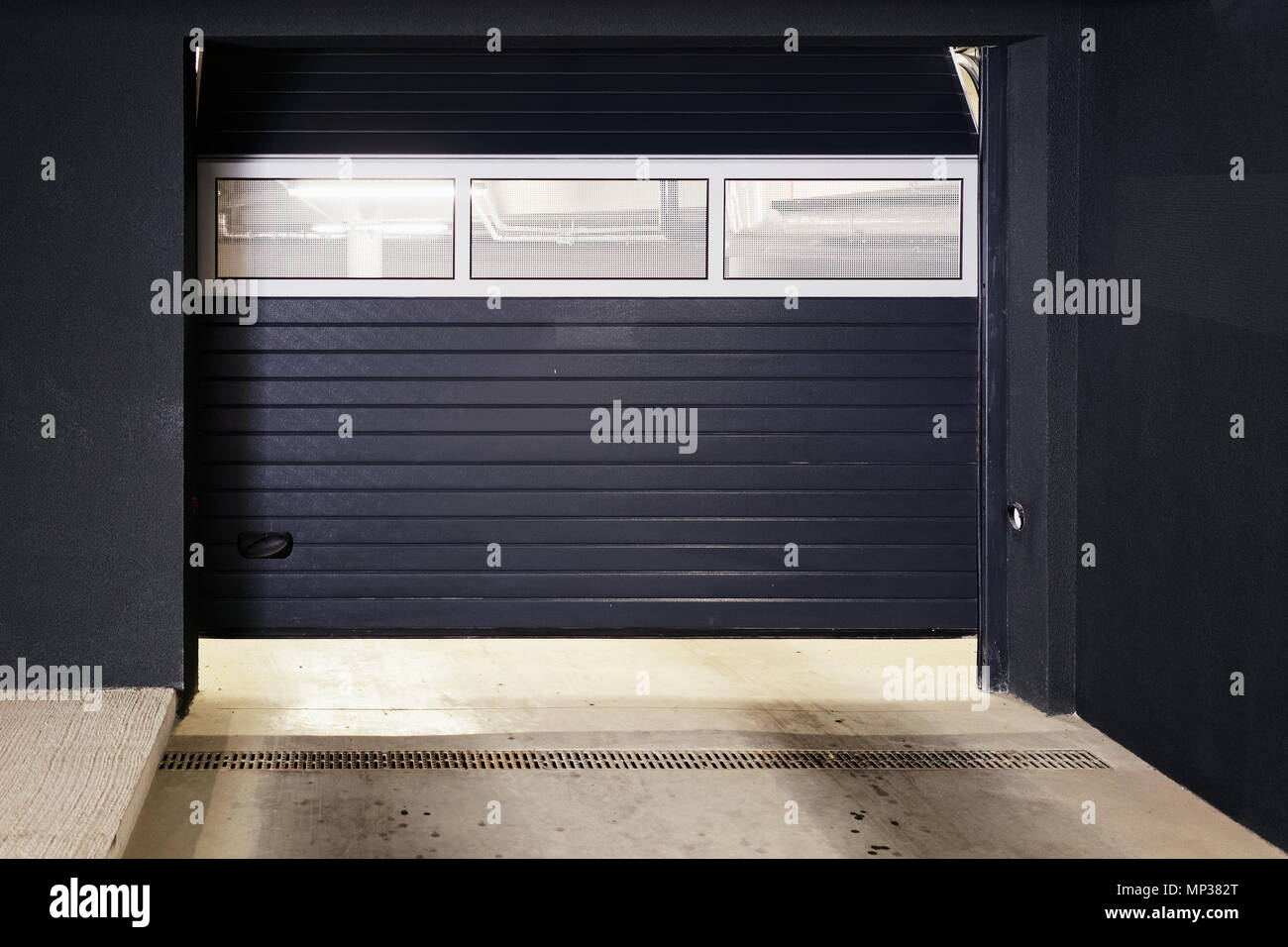 Architecture of a modern European garage of apartment residential ...