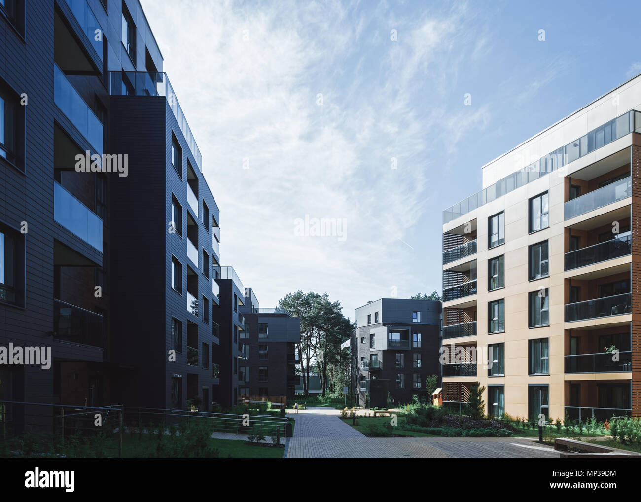 Architectural residential buildings complex. And outdoor facilities ...