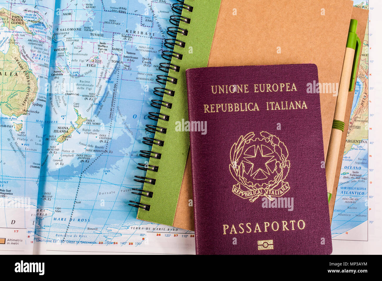 Close up of passport and block notes on map Stock Photo - Alamy