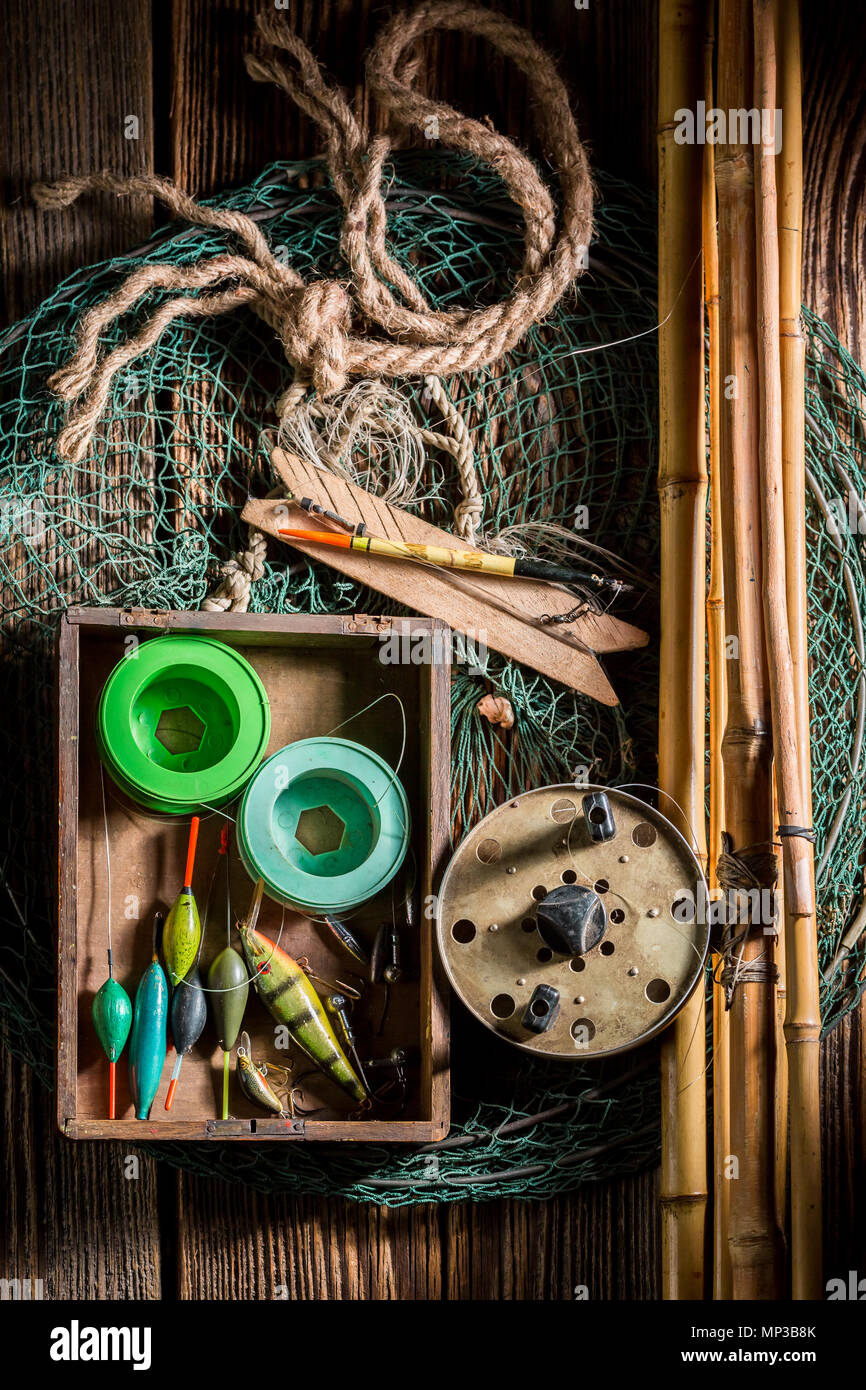 Old angler equipment floats hi-res stock photography and images - Alamy
