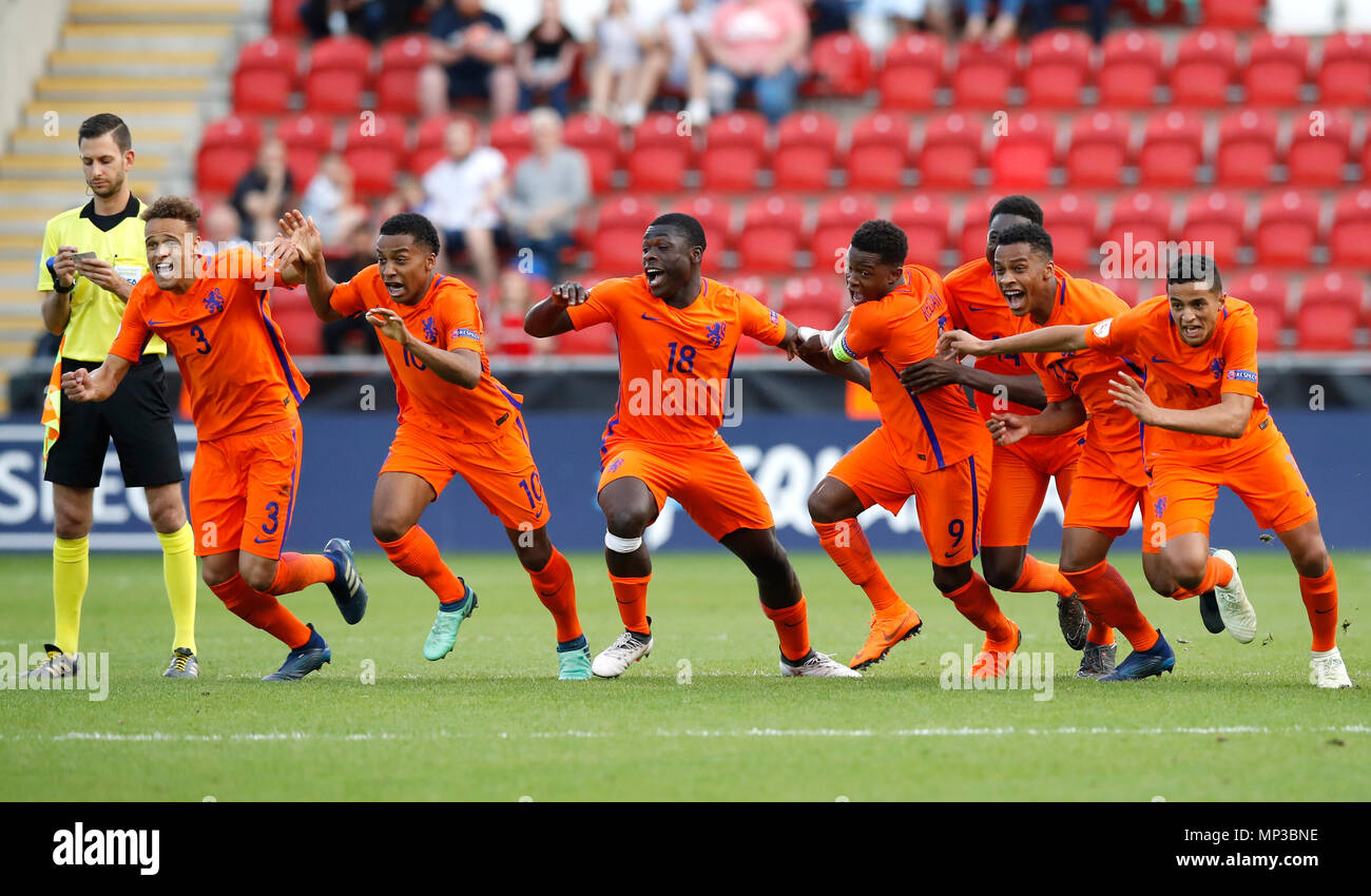 Netherlands players celebrate defeating Italy 4-1 on penalties during ...