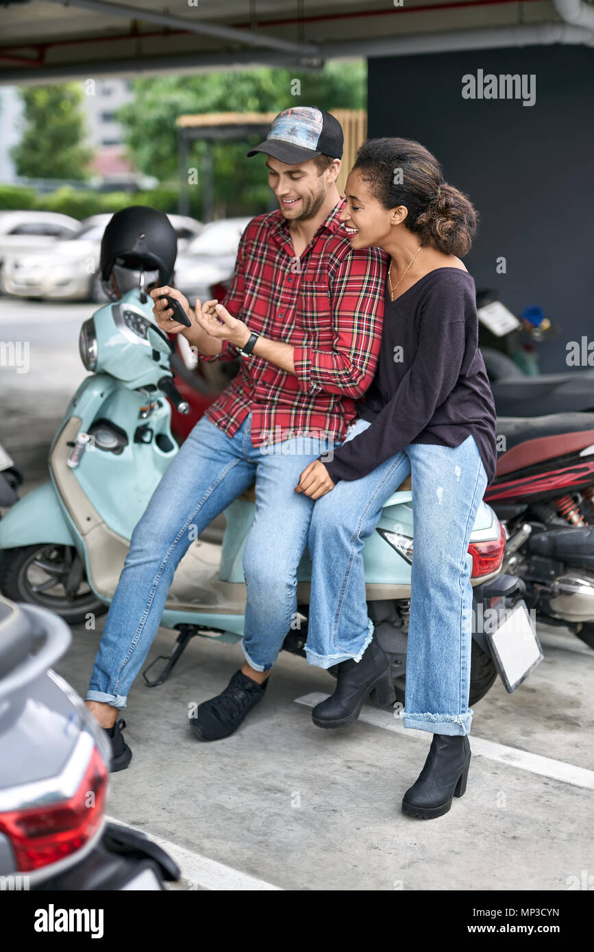 Dating of interracial couple Stock Photo - Alamy