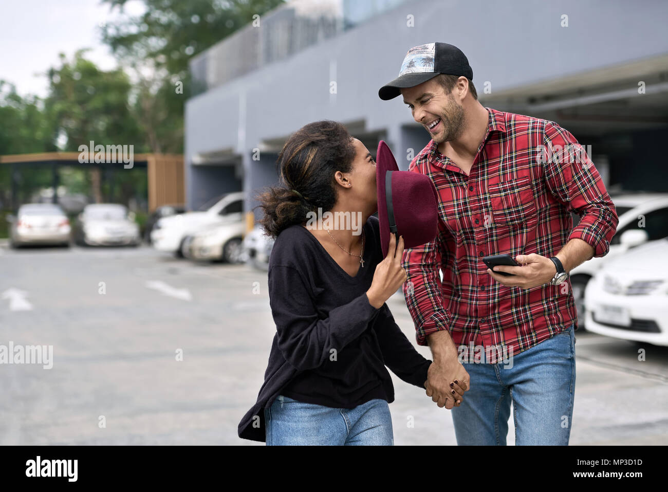 Dating of interracial couple Stock Photo - Alamy