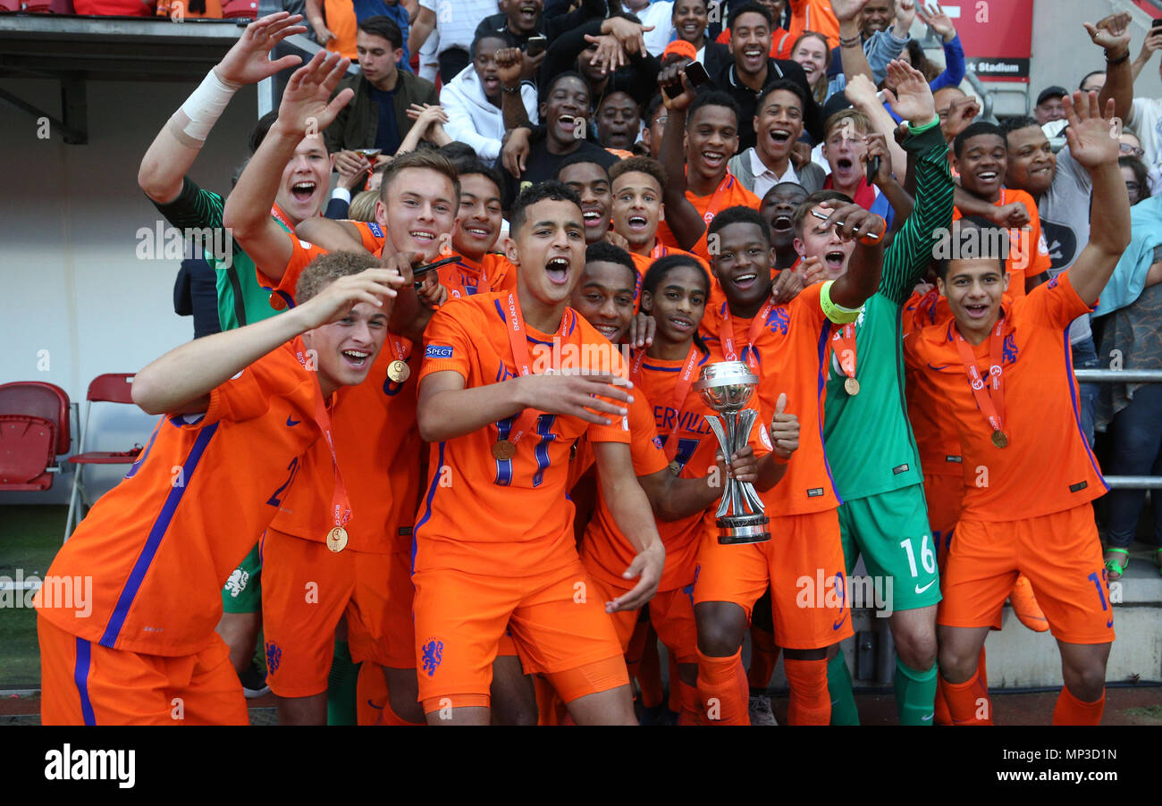 Netherlands players celebrate with the trophy during the UEFA European ...