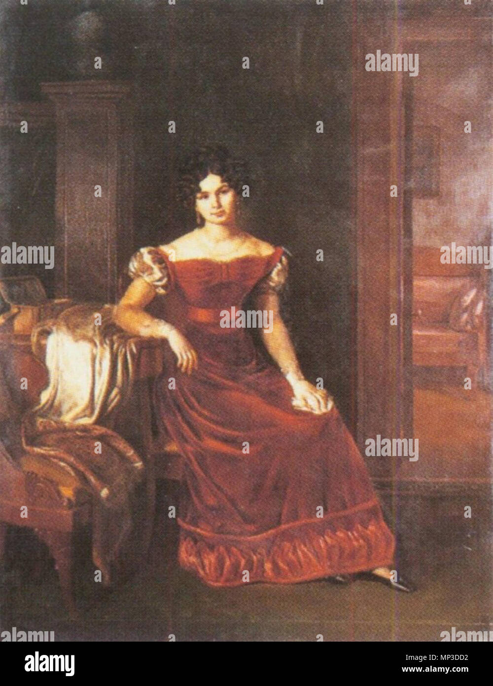 . English: Portrait of an Unknown Woman in a Red Dress Русский: Портрет ...