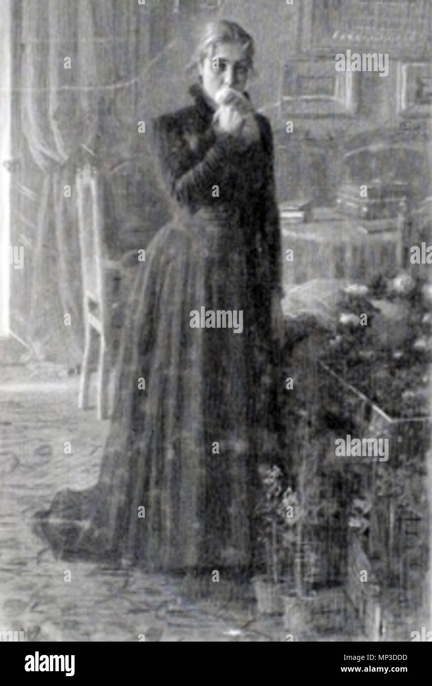 . English: Inconsolable grief (pencil study by Ivan Kramskoi, 1884 or ...