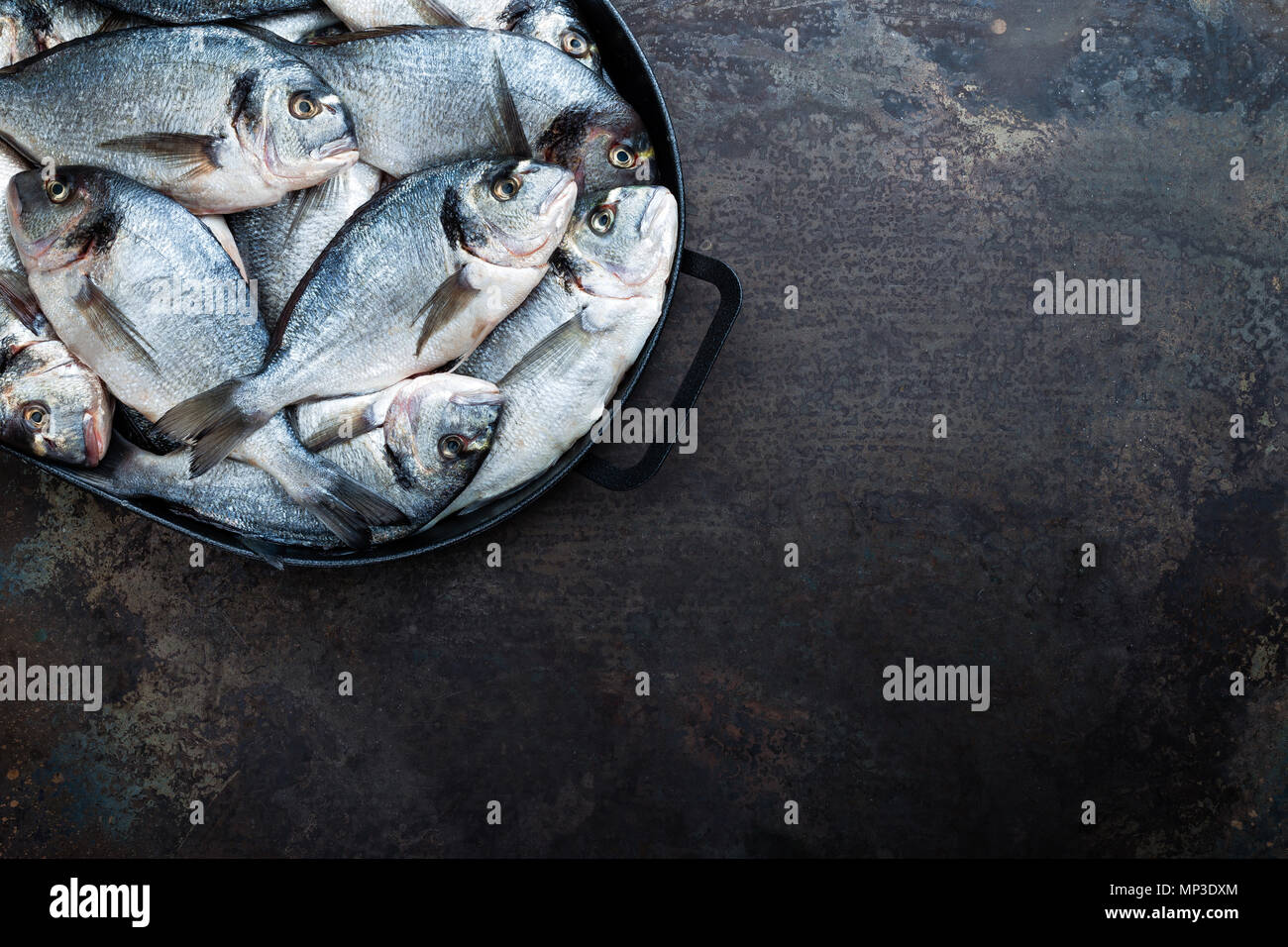Fish. Fresh sea bream. Raw dorado fish Stock Photo - Alamy