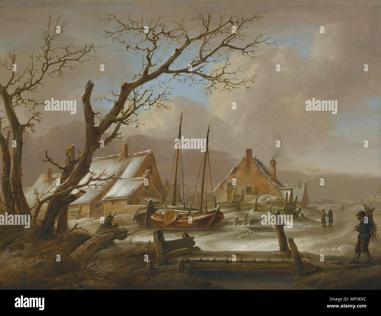 Nederlands: Een winterlandschap . 705 Jan van Os - Een winterlandschap ...