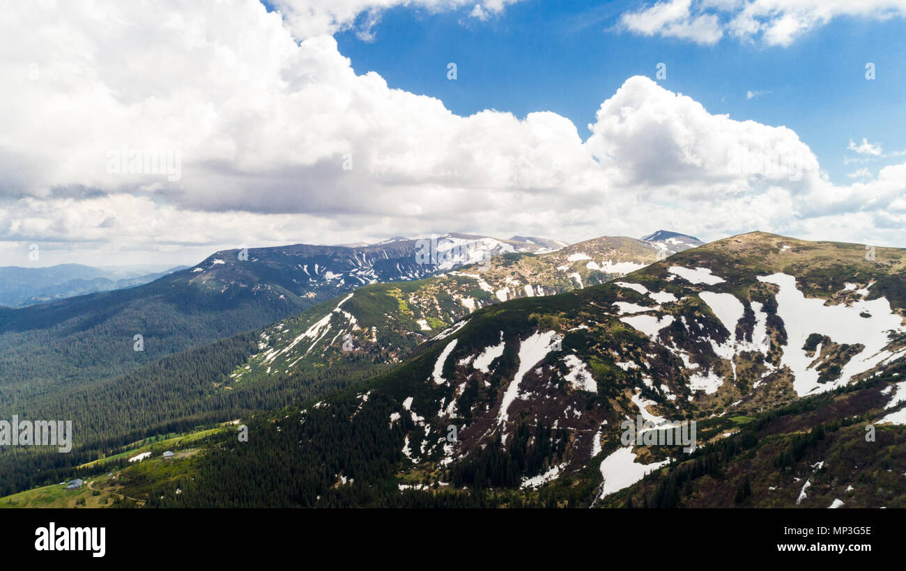 Aerial view of Mount Hoverla , Ukraine Carpathian mountains Stock Photo ...