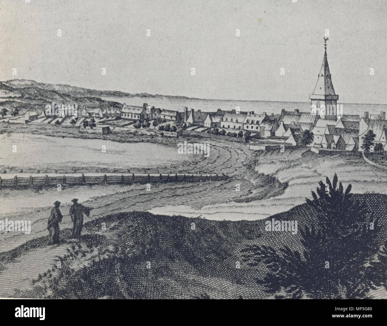 Historical cityscape drawing showing hi-res stock photography and ...