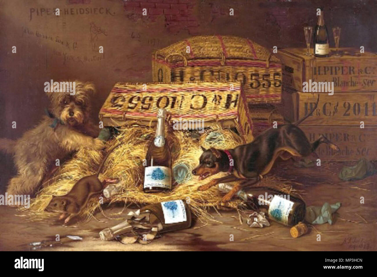 . English: Postcard: Two dogs Chasing a Mouse by A.F. Tait . 25 July ...