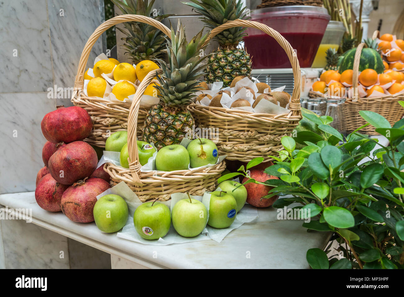 A fruit display at the souk restaurant in the Wafi Shopping Center ...
