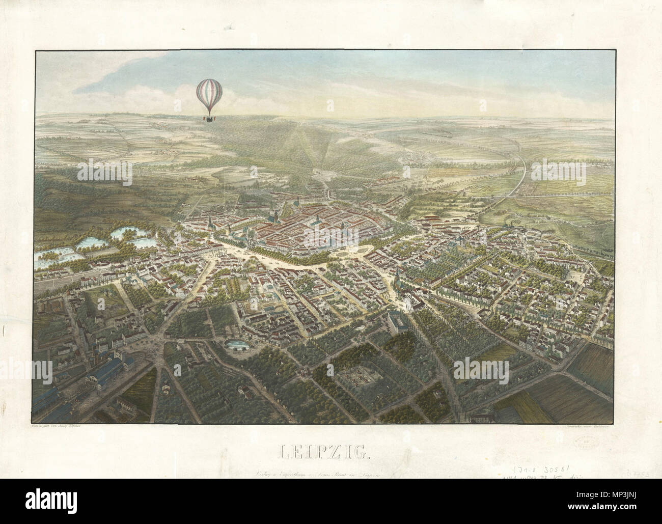 . Deutsch: Leipzig. Gez. u. gest. von Adolf Eltzner. (Vogelschaubild ...