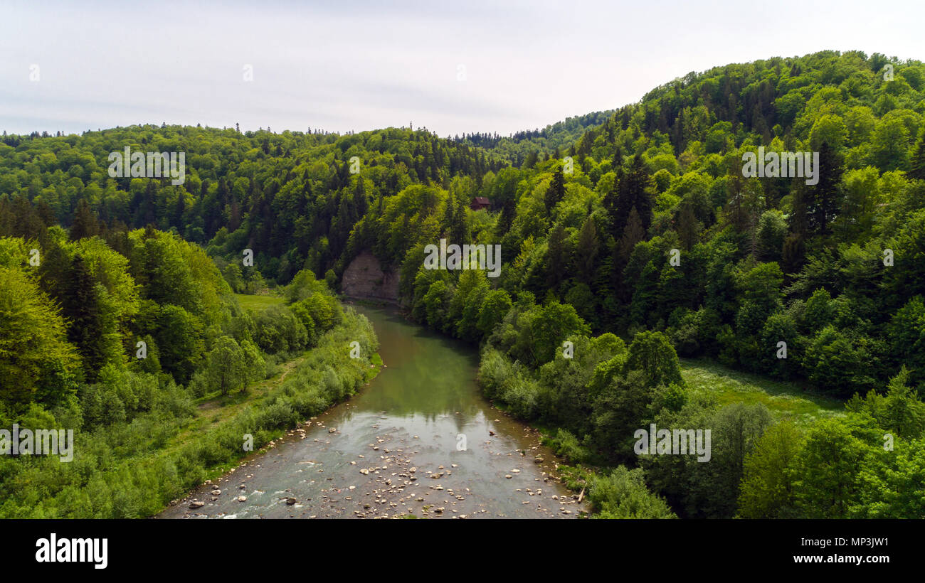 Aerial view of mountain river in summer Stock Photo - Alamy