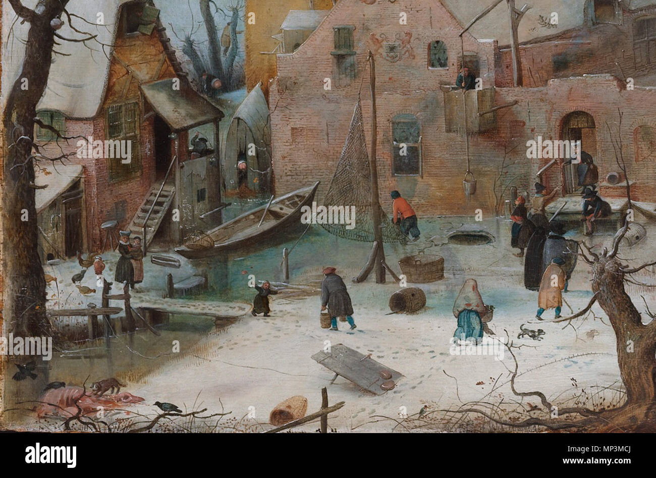 Winterlandschap met schaatsers Winter Landscape with Ice Skaters circa ...