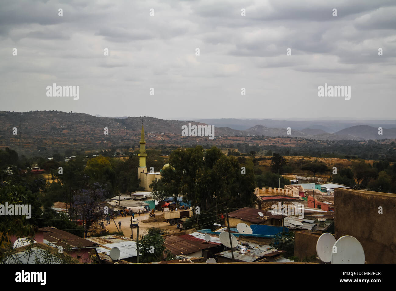 Aerial panorama view to old Harar city aka jugol, Ethiopia Stock Photo ...