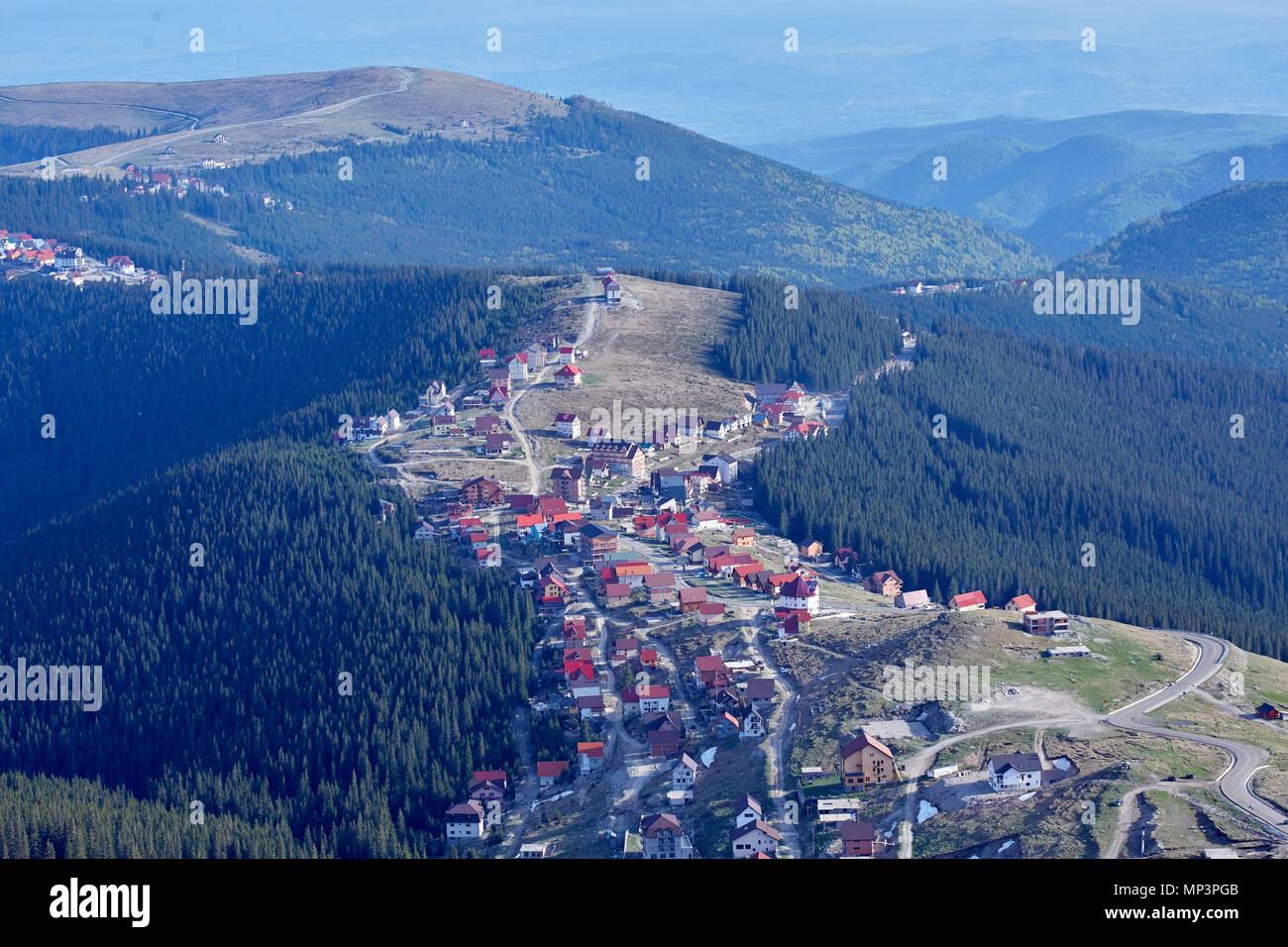 Aerial view of a resort on a mountain Stock Photo - Alamy