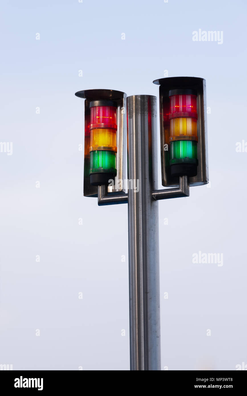 Twin warning light alarm on stainless pole for machines, equipment on ...