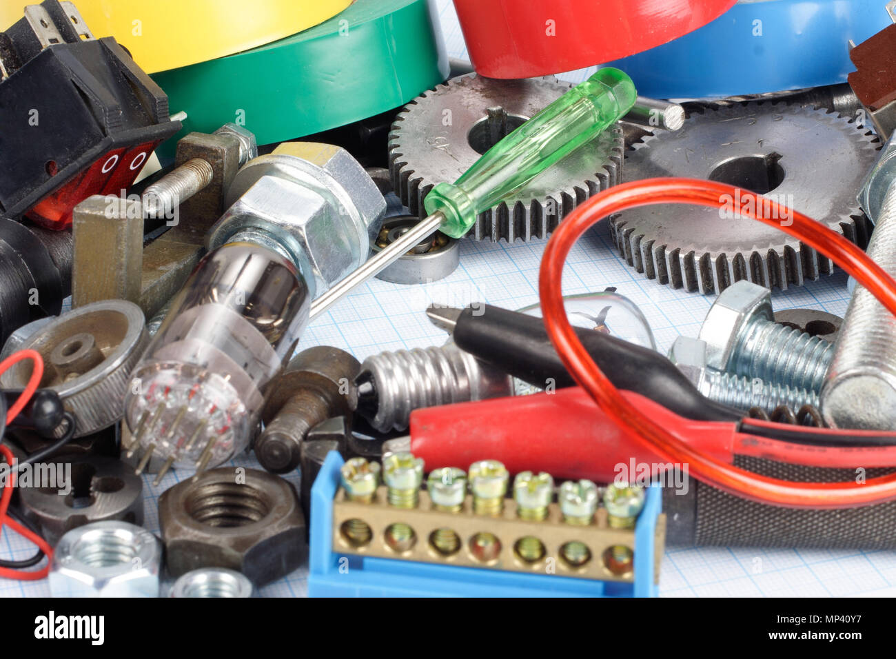 "Do it yourself" - repair parts on graph paper background Stock Photo ...