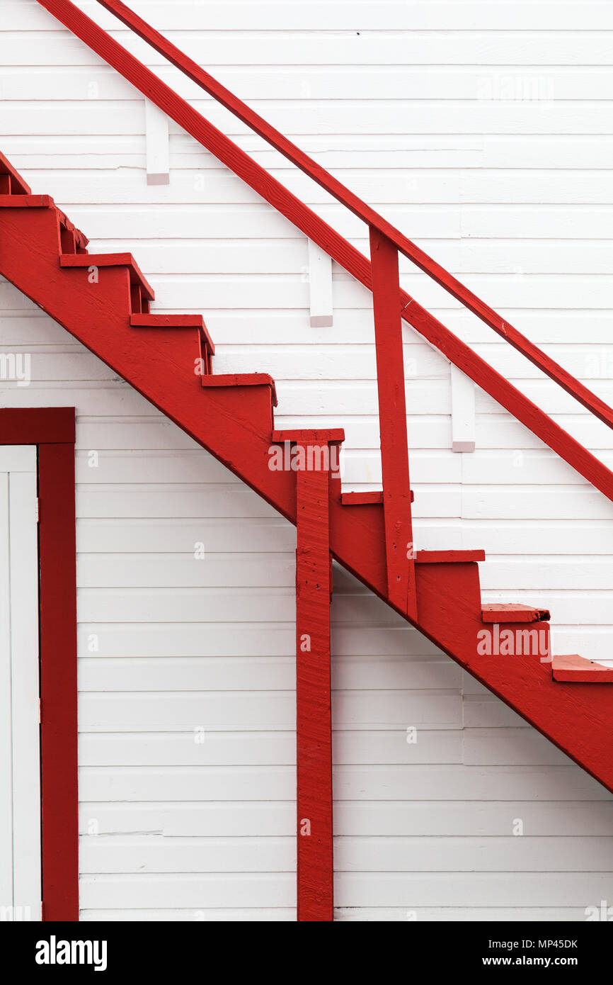Stairway and red railing hi-res stock photography and images - Alamy