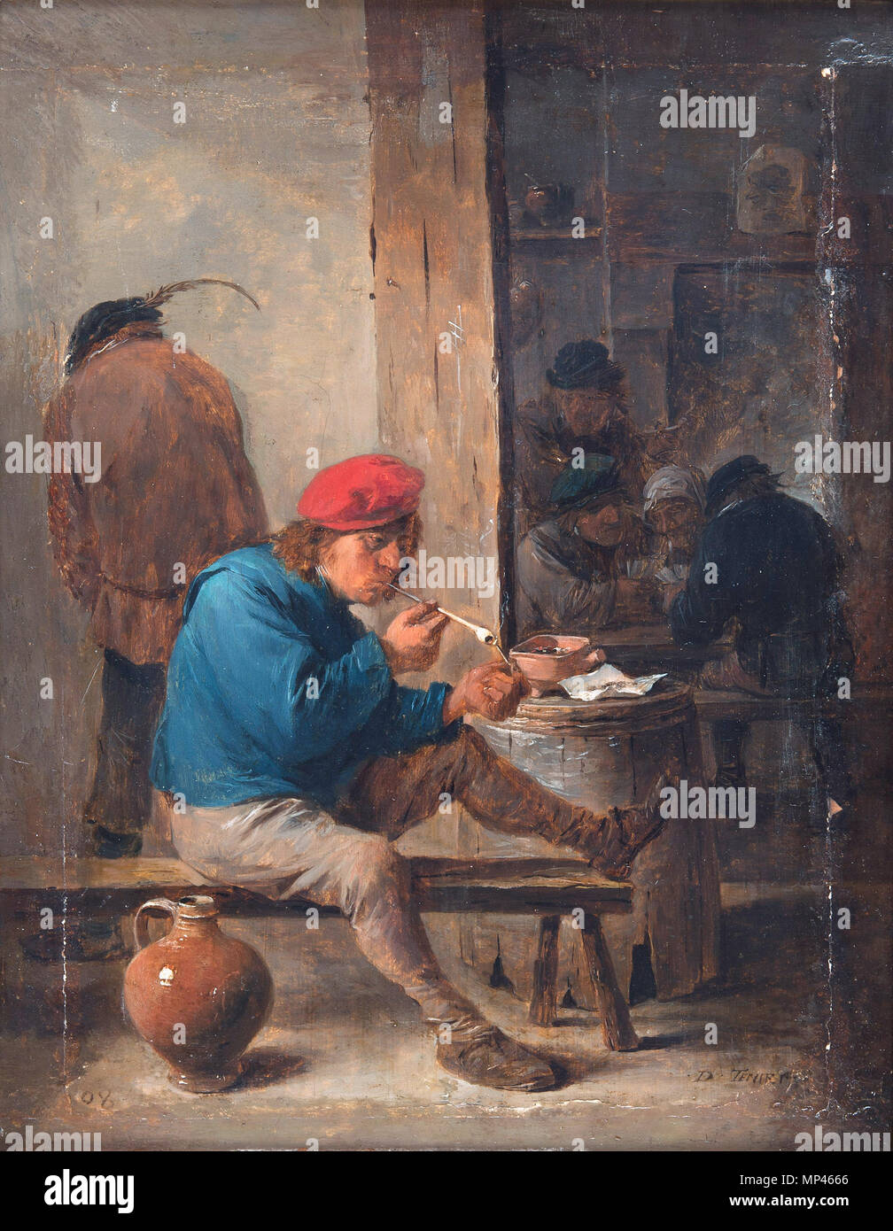 Tavern interior with peasant lighting his pipe Tavern Interior with Peasant Lighting his Pipe ...