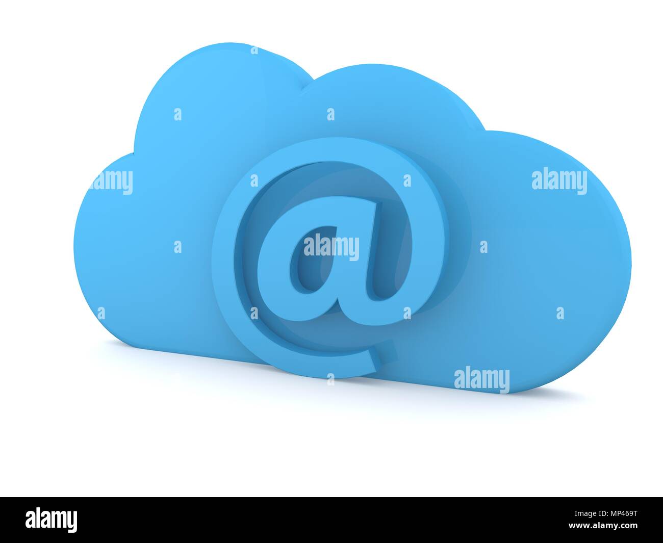 E-mail sign and cloud symbol on a white background. 3d render ...