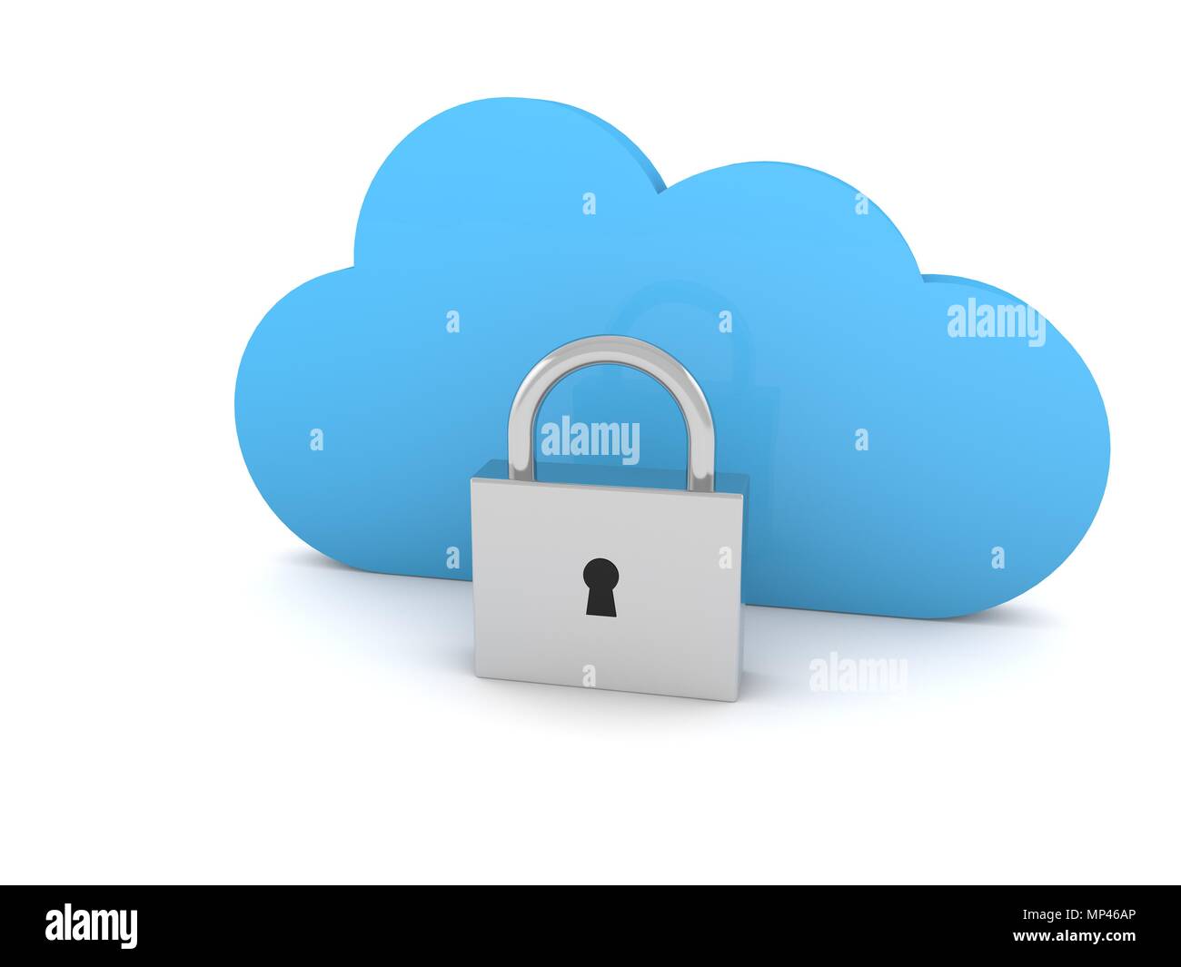 Padlock and cloud on a white background. 3d render illustration Stock ...