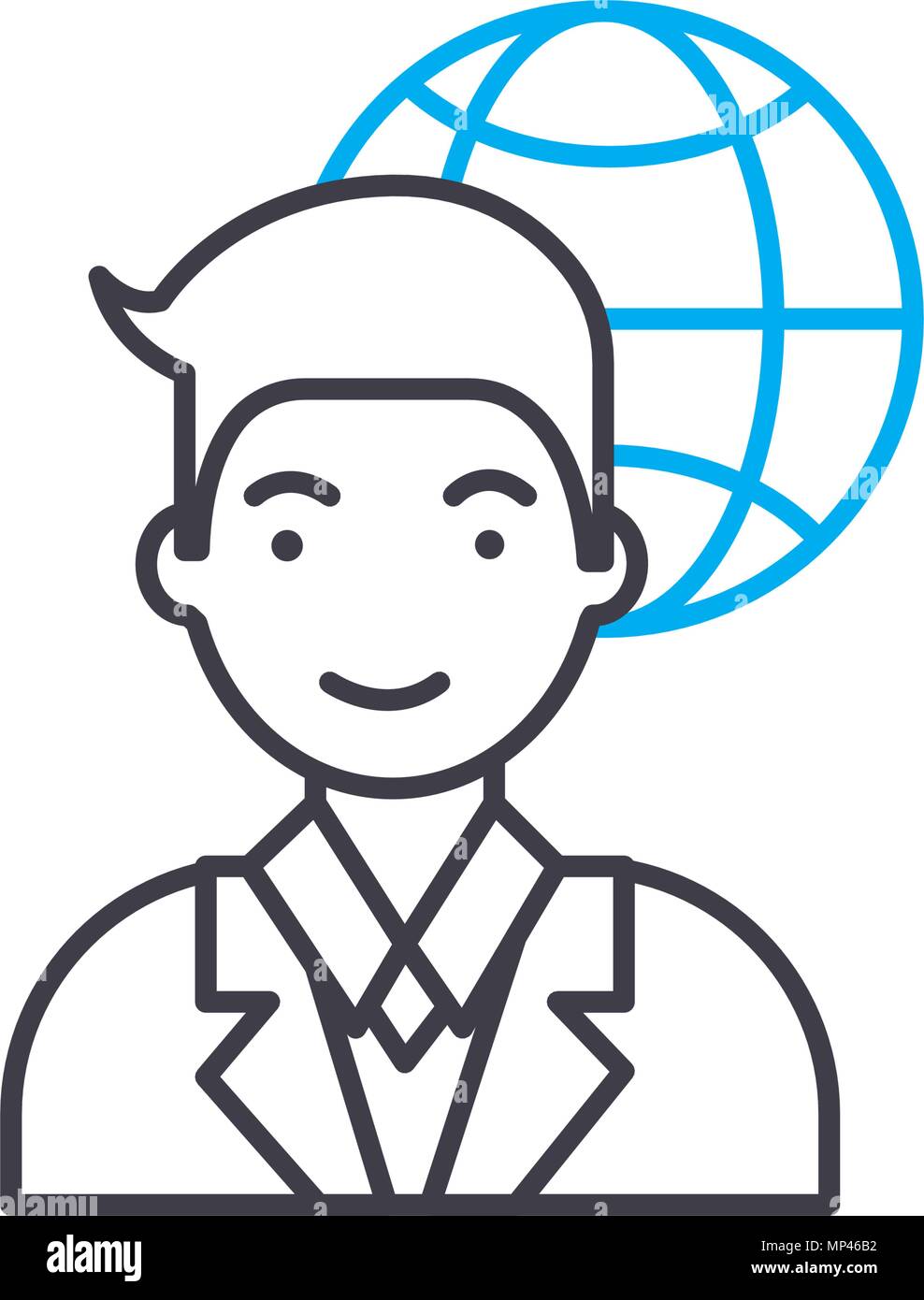 International corporation employee linear icon concept. International ...