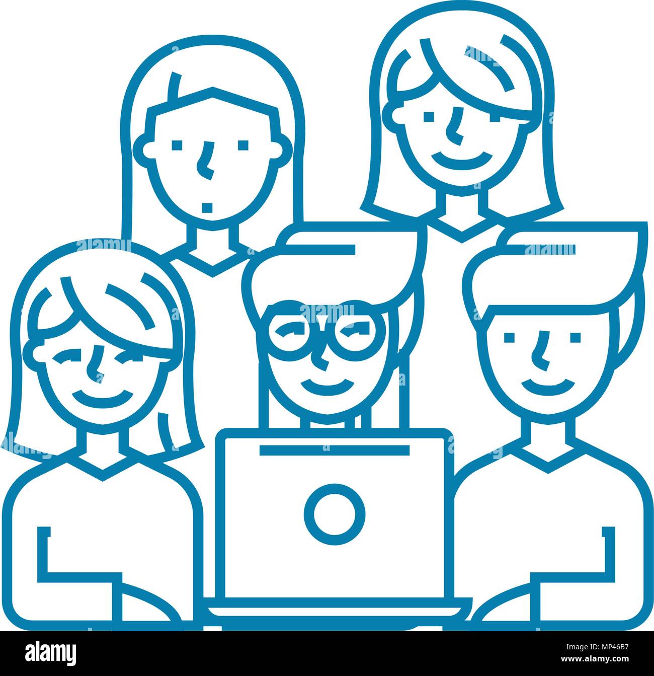 Internet users linear icon concept. Internet users line vector sign ...