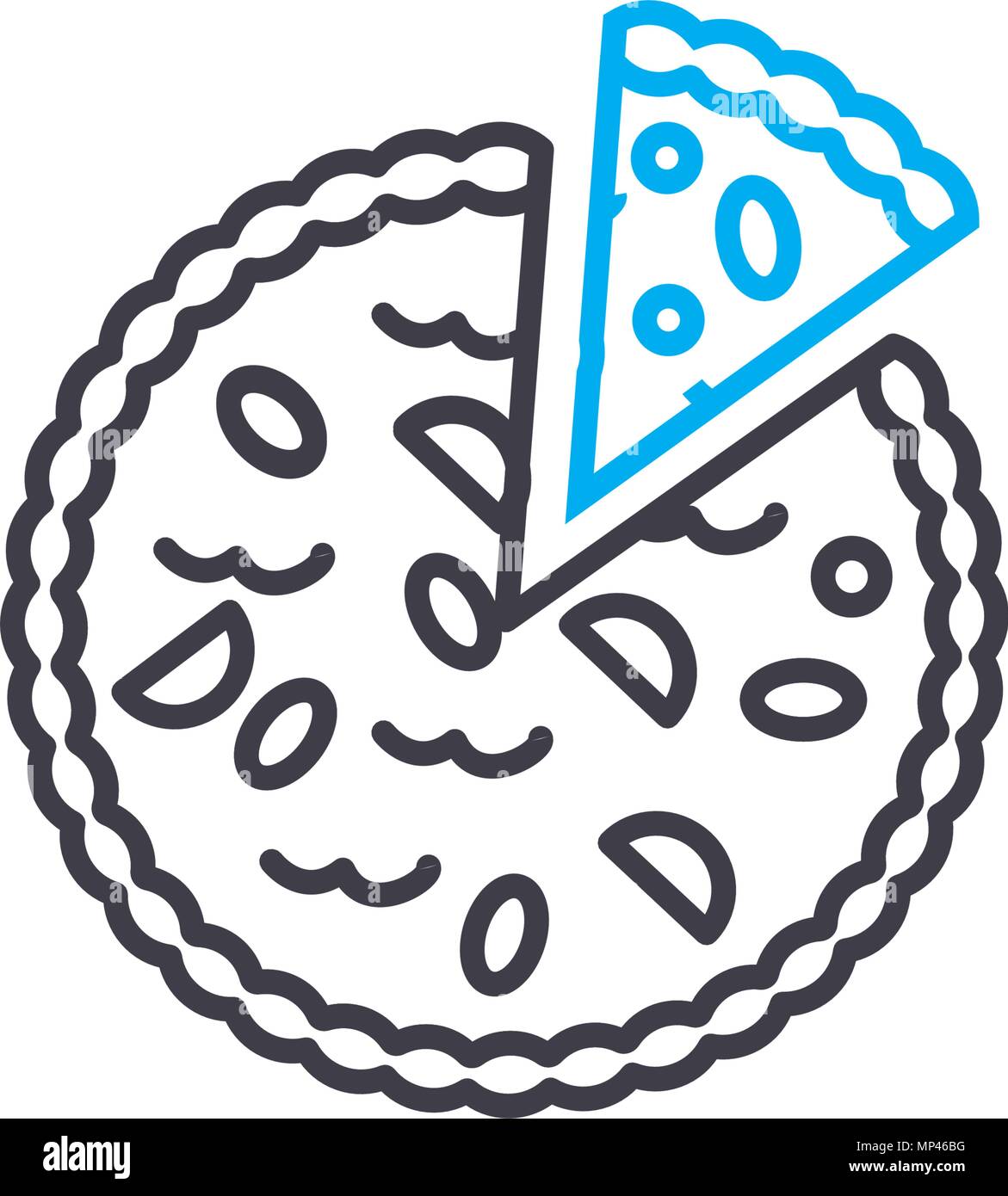 Italian pizza linear icon concept. Italian pizza line vector sign ...