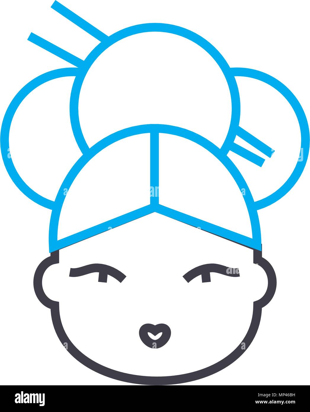 Japanese woman linear icon concept. Japanese woman line vector sign ...