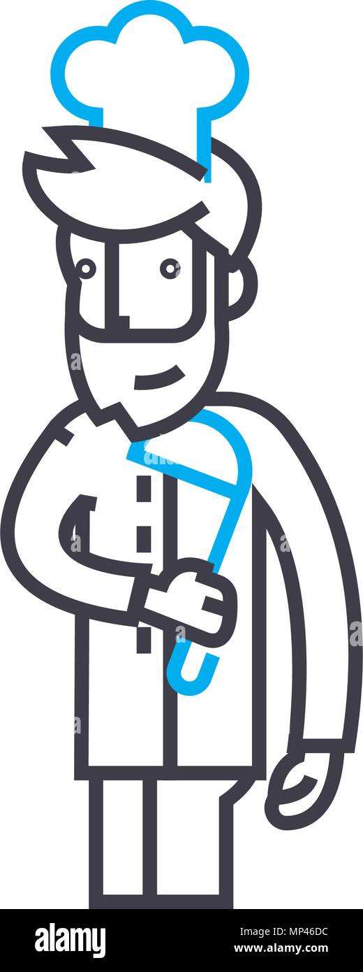 Kitchen manager linear icon concept. Kitchen manager line vector sign ...