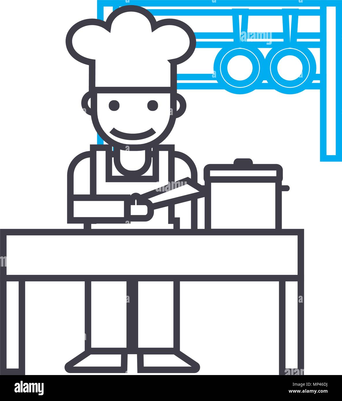 Kitchen staff linear icon concept. Kitchen staff line vector sign ...