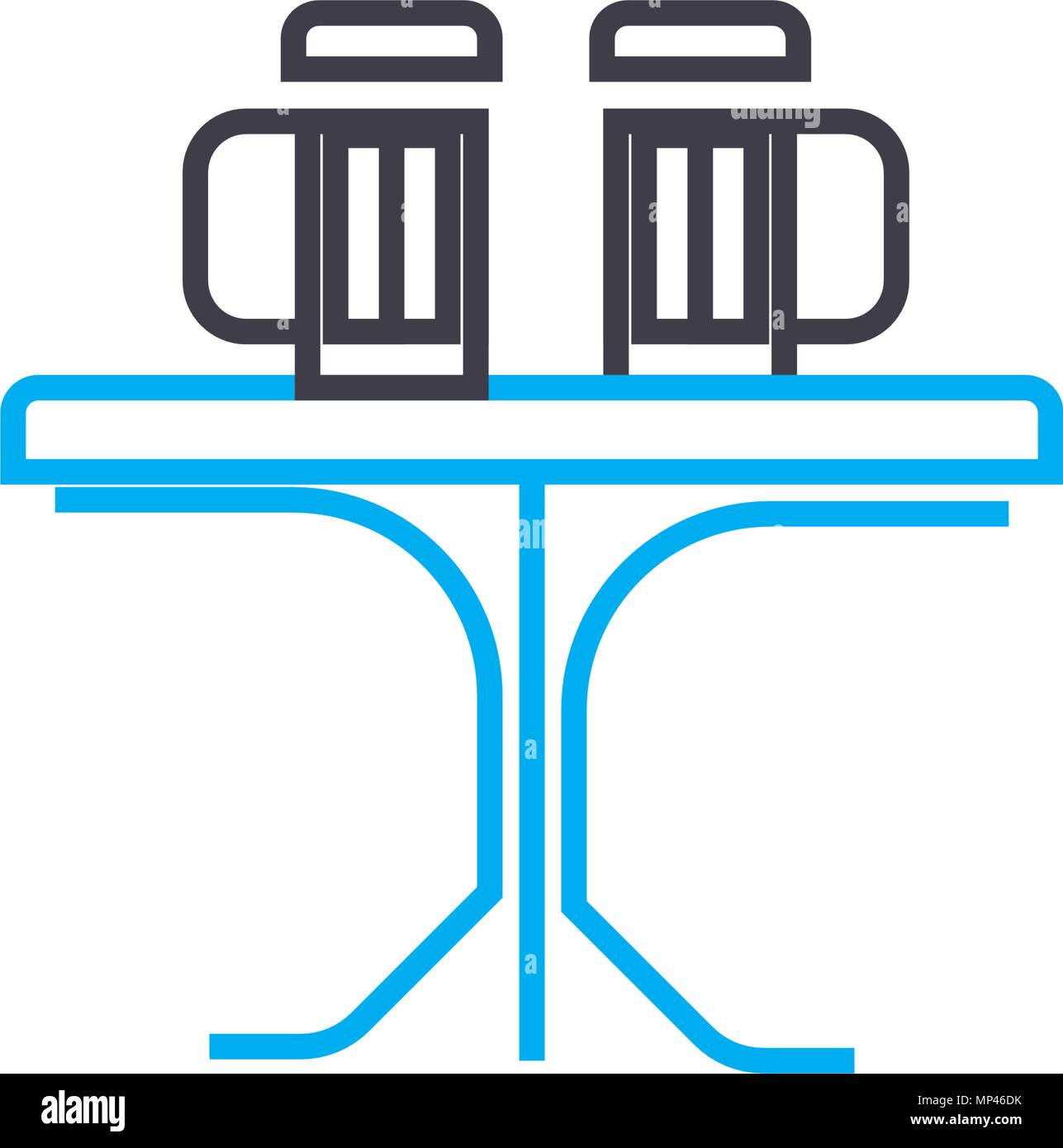 Kitchen table linear icon concept. Kitchen table line vector sign ...