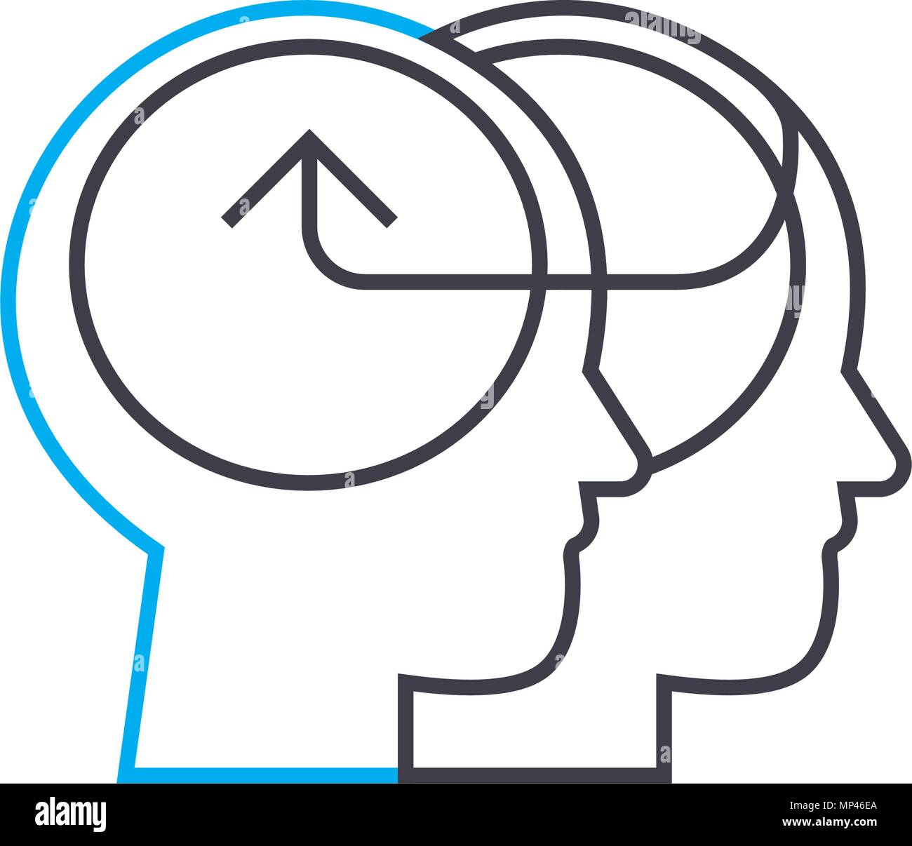 Knowledge sharing linear icon concept. Knowledge sharing line vector ...