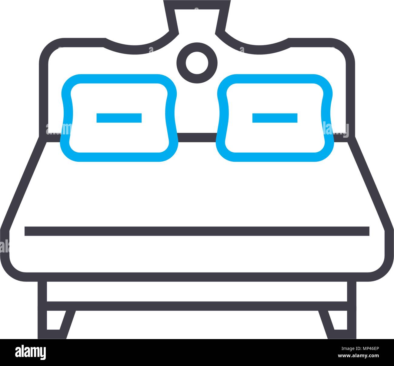 Large bed linear icon concept. Large bed line vector sign, symbol ...