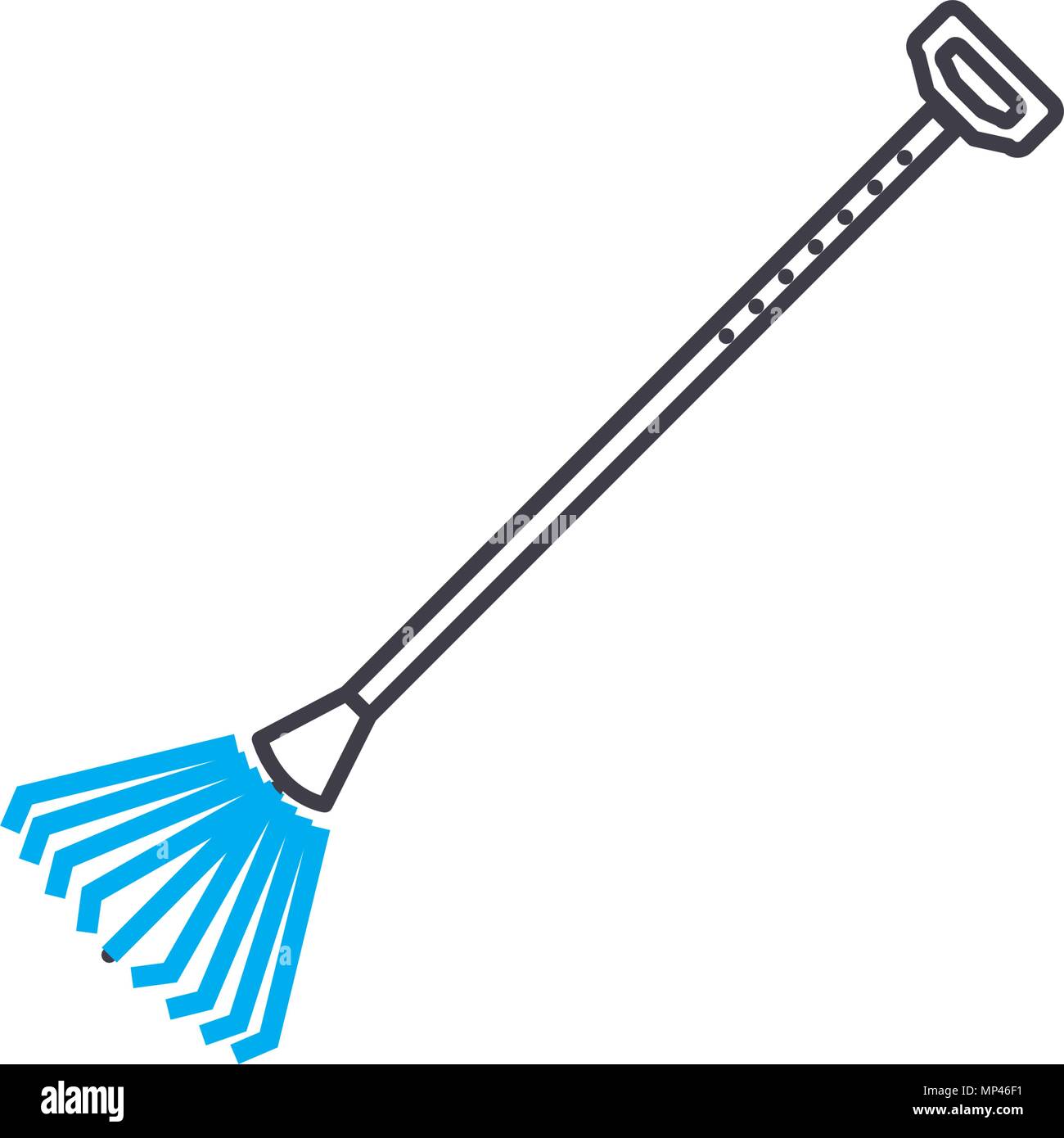 Lawn rake linear icon concept. Lawn rake line vector sign, symbol ...