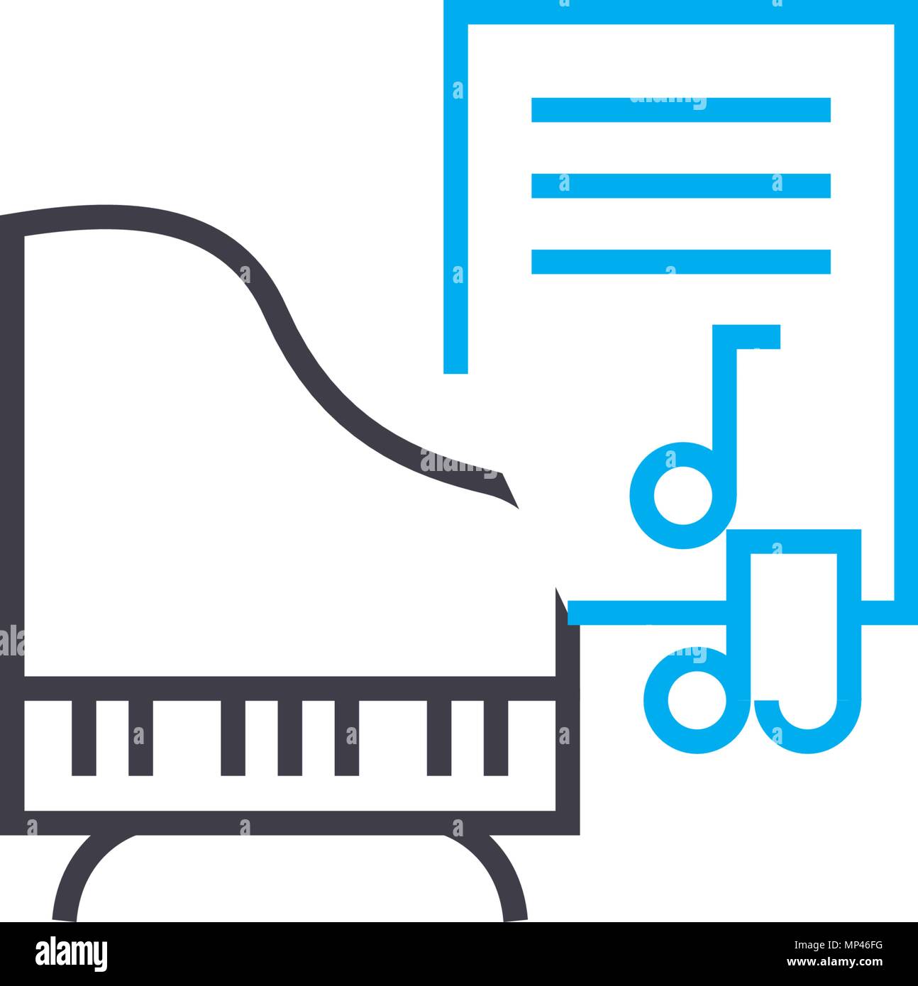 Learning music linear icon concept. Learning music line vector sign ...