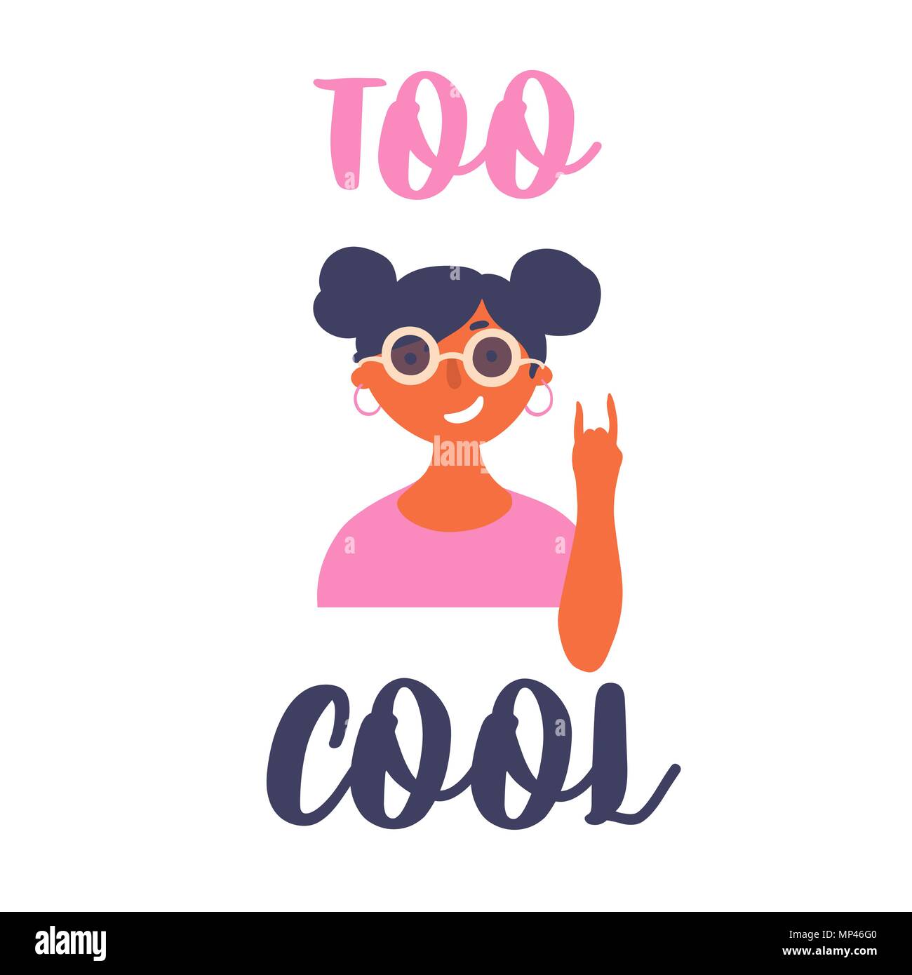 Young teen girl in sunglasses. Too cool lettering Stock Vector Image ...