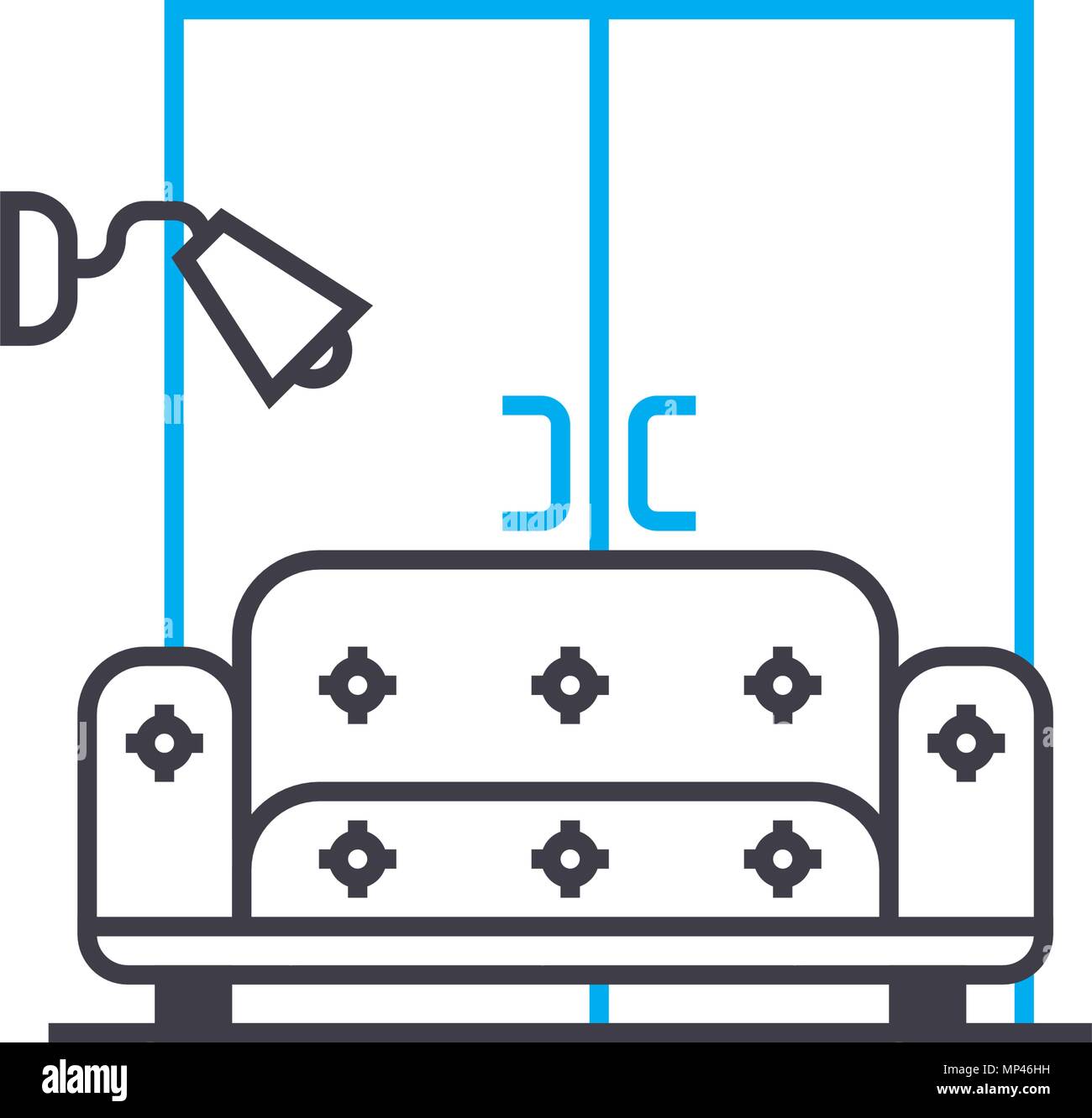 Living room linear icon concept. Living room line vector sign, symbol ...