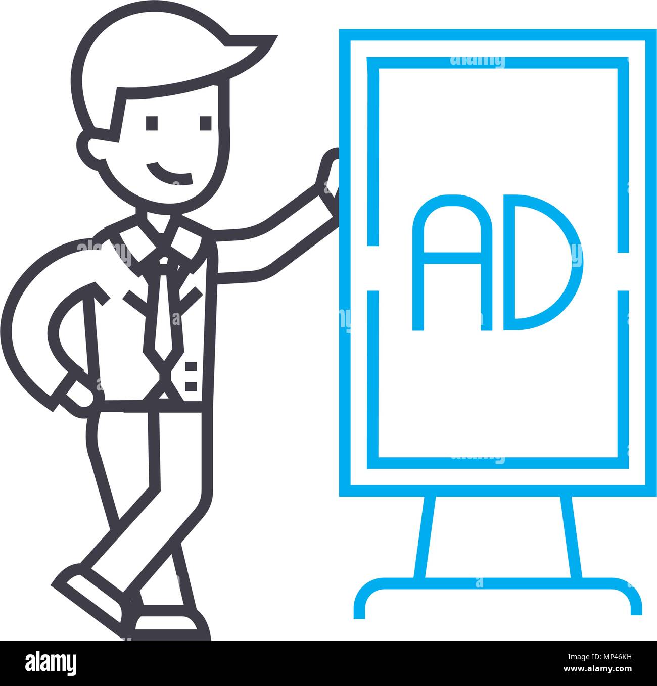 Marketing manager linear icon concept. Marketing manager line vector ...