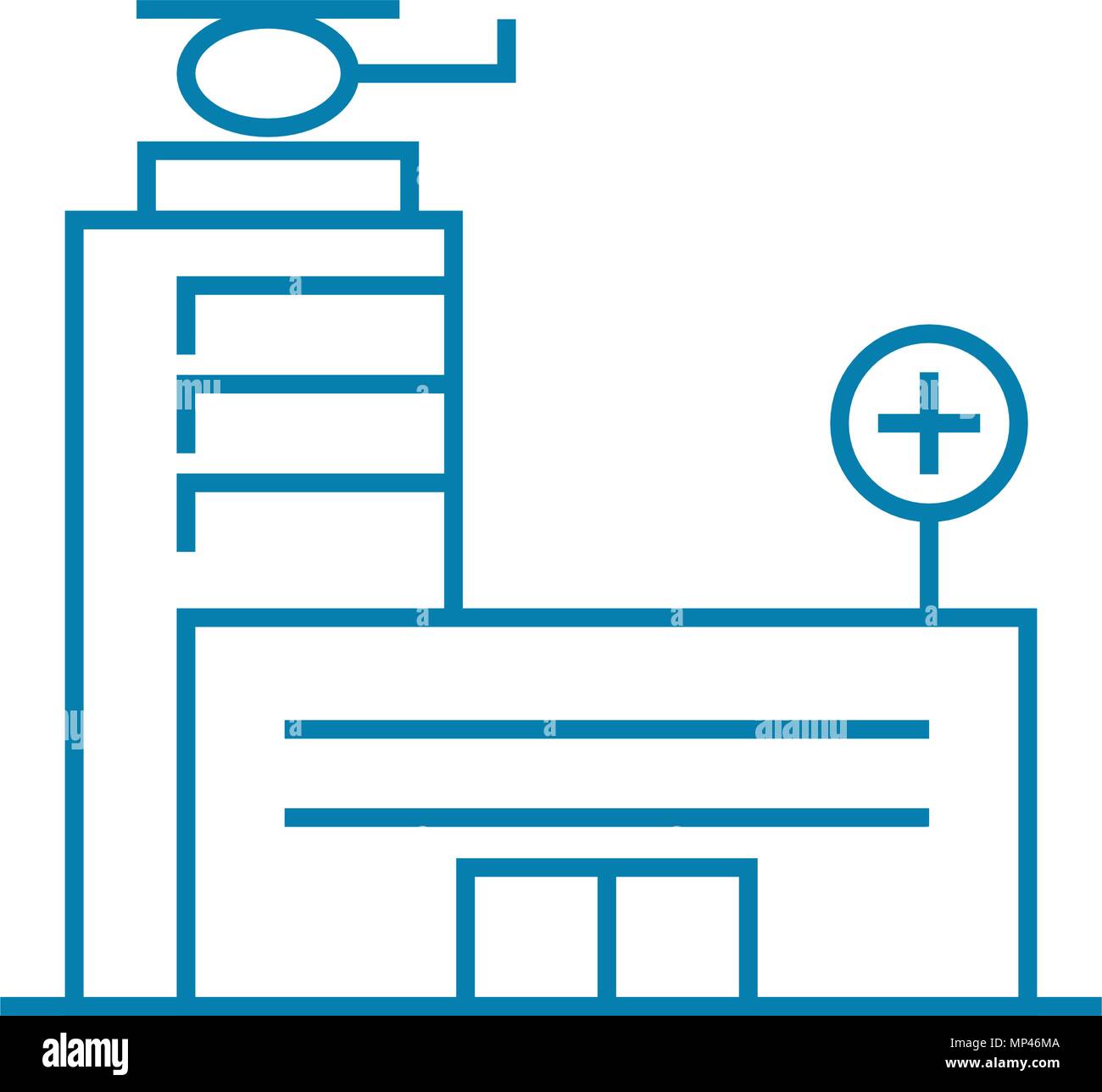 Medical center linear icon concept. Medical center line vector sign ...